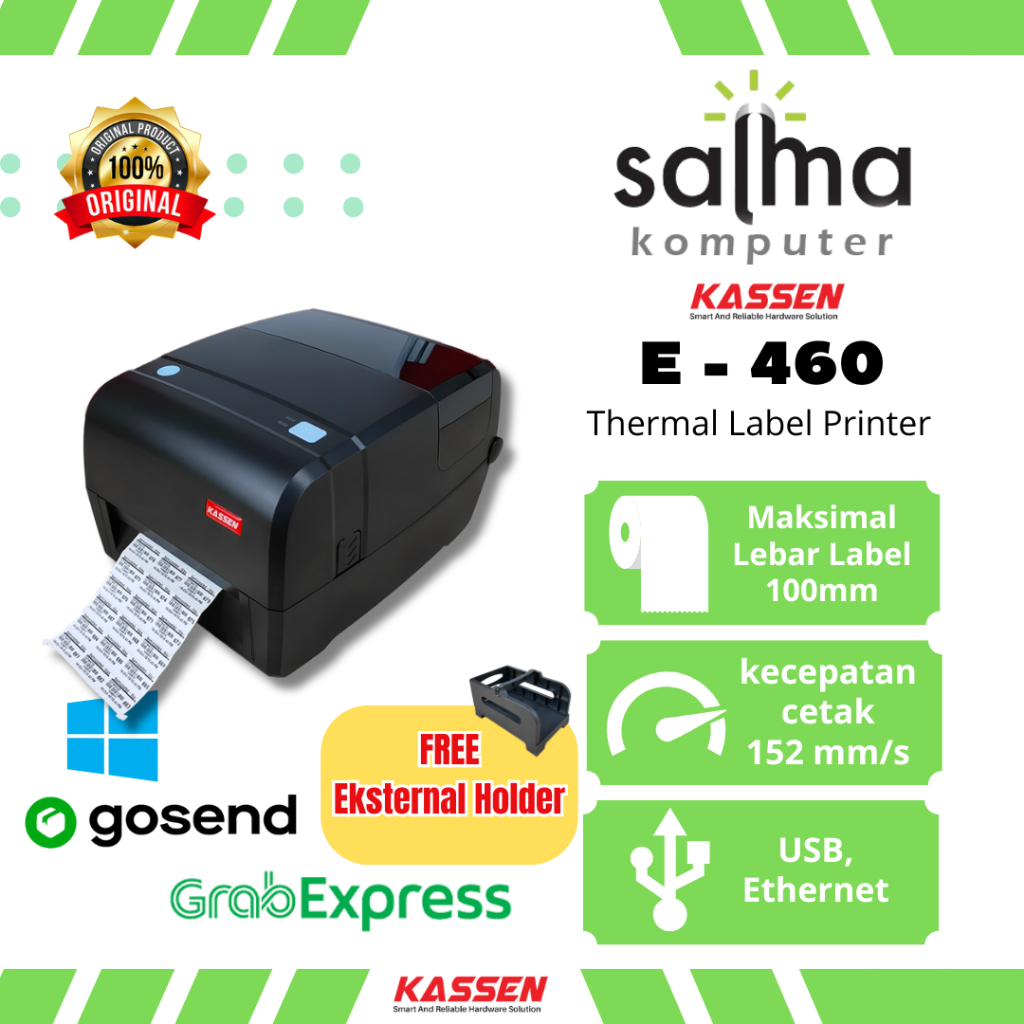 Jual BARCODE LABEL PRINTER KASSEN E-460 /BARCODE PRINTER LABEL KASSEN E-460 | Shopee Indonesia