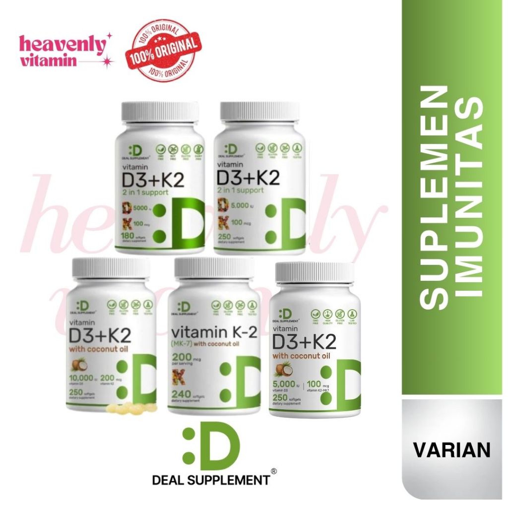 Jual Deal Supplement Vitamin D3 K2 2-1 Complex, Vitamin D3 5000 IU ...
