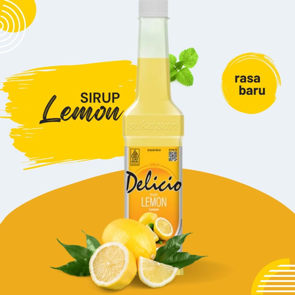 Jual Delicio Sirup Lemon isi 450 ml, Minuman Syrup Rasa LEMON Segar, HALAL Kemasan Botol Plastik ...