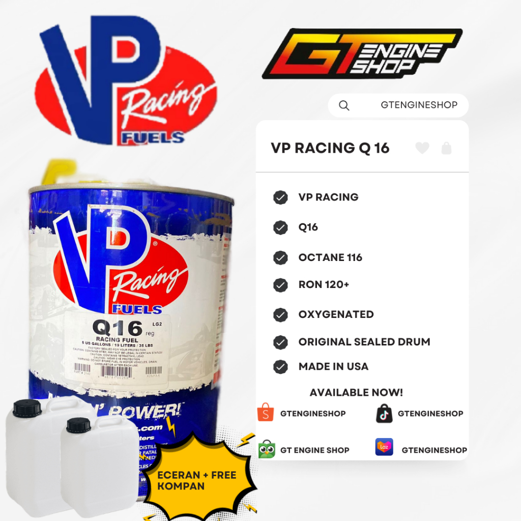 Jual VP RACING Q16 VP RACING FUELS Q16 ECERAN PER 1 LITER FREE KOMPAN ...