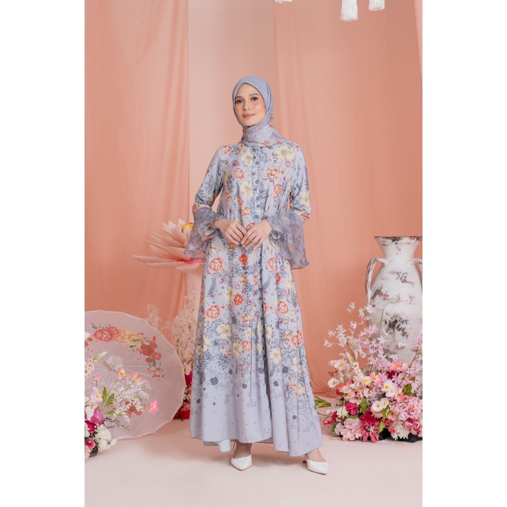 Jual Klamby - Dayana Dress Blooming Silver | Shopee Indonesia