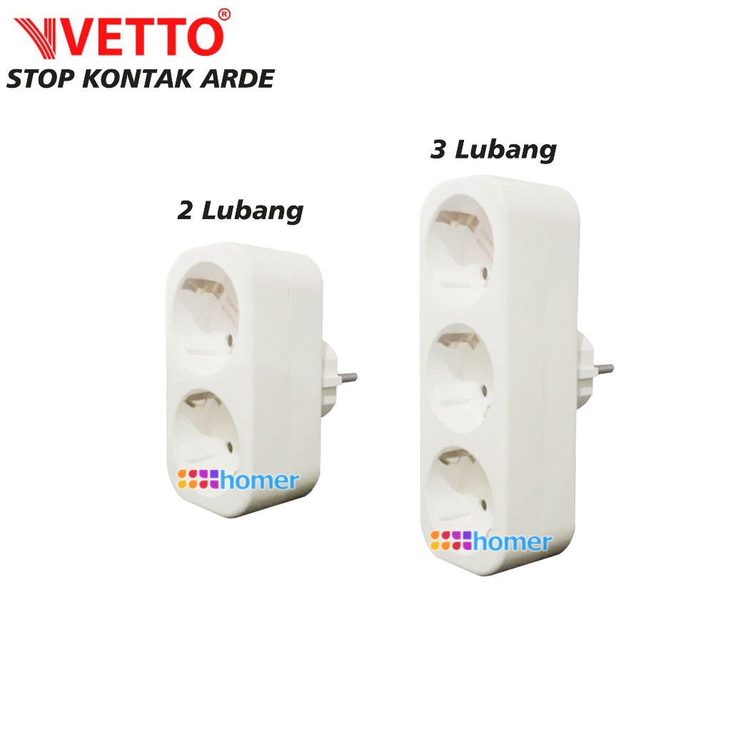 Jual VETTO Stop Kontak Arde BER SNI 2 Lubang 3 Lubang Plug Indoor V8204 ...