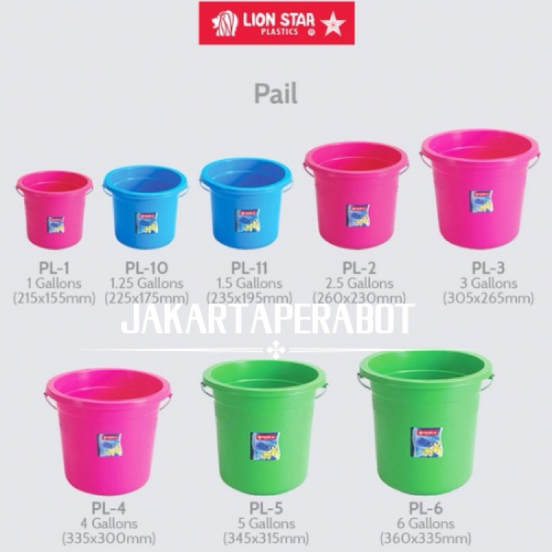 Jual LION STAR - Ember Plastik 1,5 - 2,5 - 3 - 4 - 5 - 6 Galon / Ember Plastik 5 10 12 15 20 23 ...