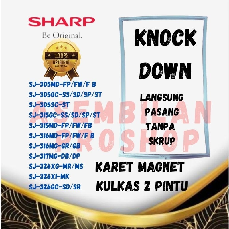 Jual karet/magnet pintu kulkas Sharp 2 pintu sj-305/sj-315/sj-316/sj-317/sj-326 original 100% ...