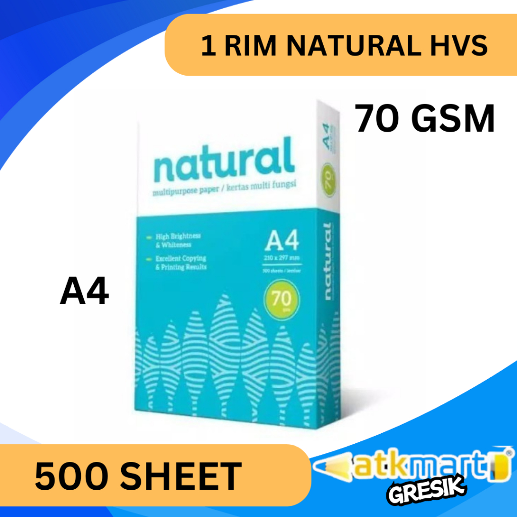 Jual NATURAL KERTAS HVS A4 70 GSM 1 RIM 500 LEMBAR KERTAS FOTOCOPY KERTAS PRINT FOTOKOPI PUTIH ...