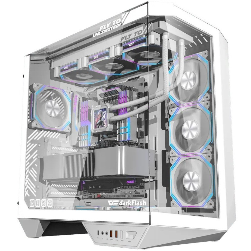 Jual DARKFLASH DY470 WHITE MID TOWER BTF PC CASE CASING GAMING CHASSIS ...
