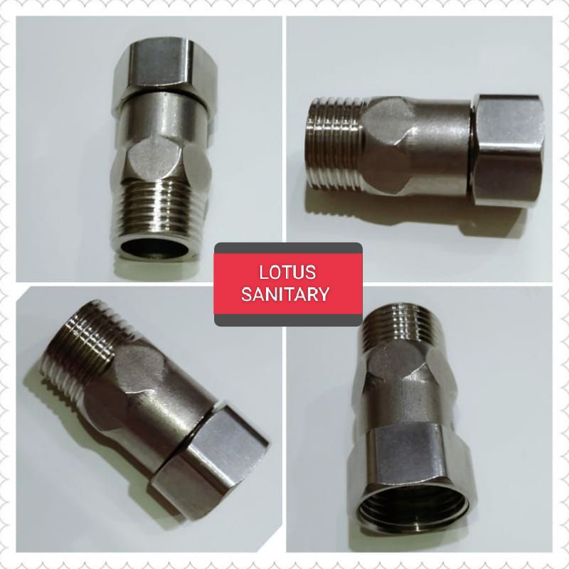 Jual double nepel drat luar dalam drat ring putar / nipel sambungan pipa 1/2 inci / 0,5 ...