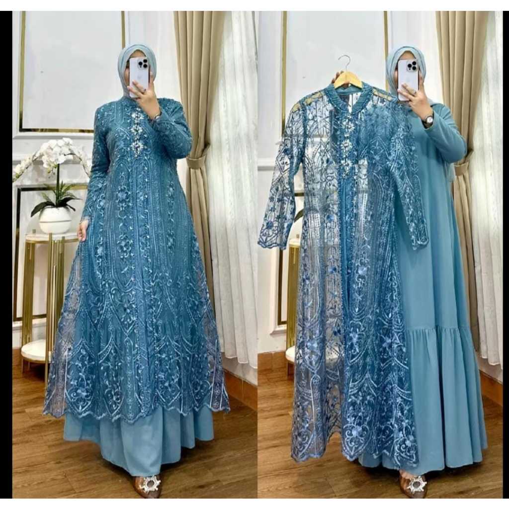Jual Gamis Brokat Terbaru 2025 Mewah Kekinian Laksmi Dress maxy bahan Ceruty babydoll mix brokat ...