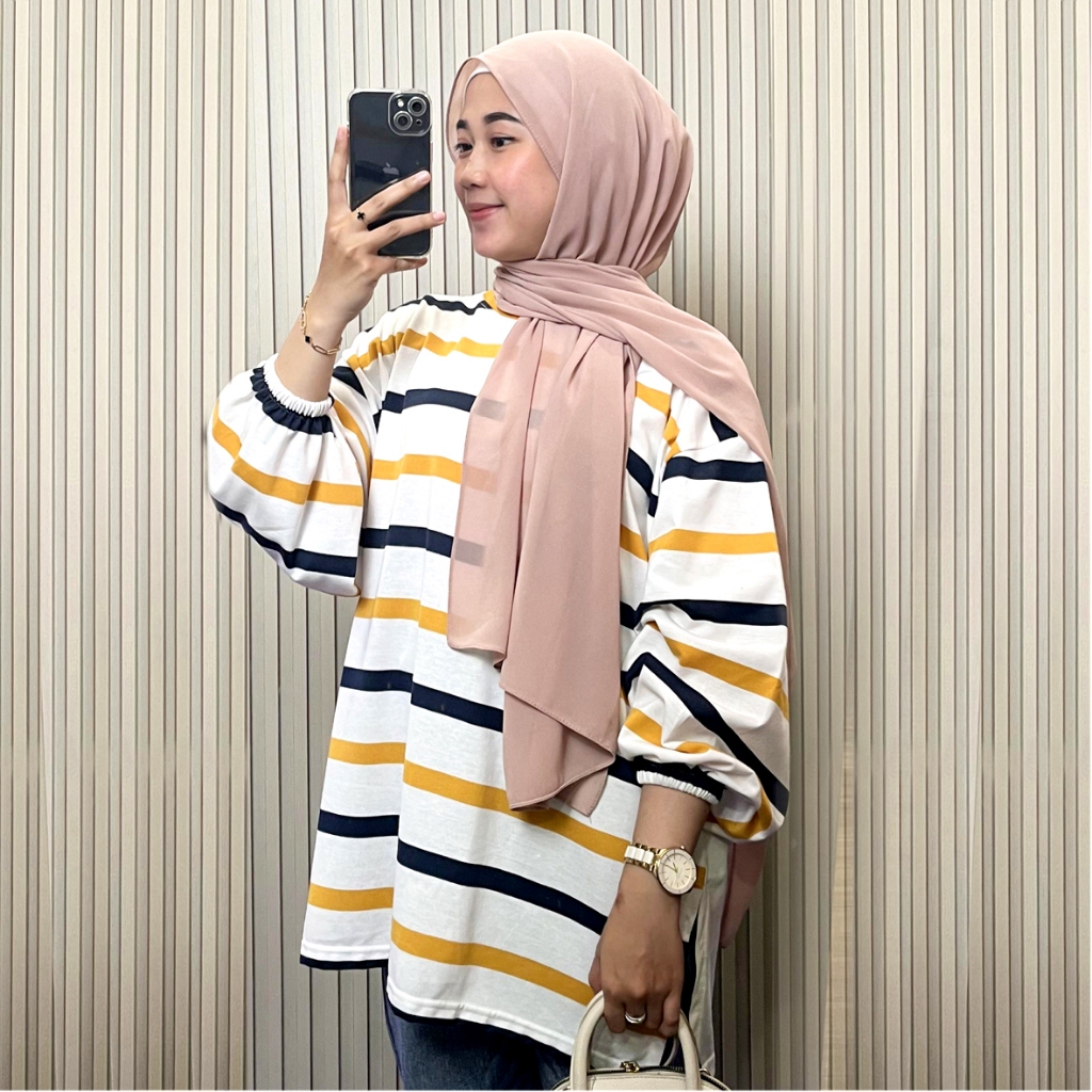 Jual Atasan Oversize Wanita Lengan Panjang JUMBO Alice Stripes BIG SIZE ...
