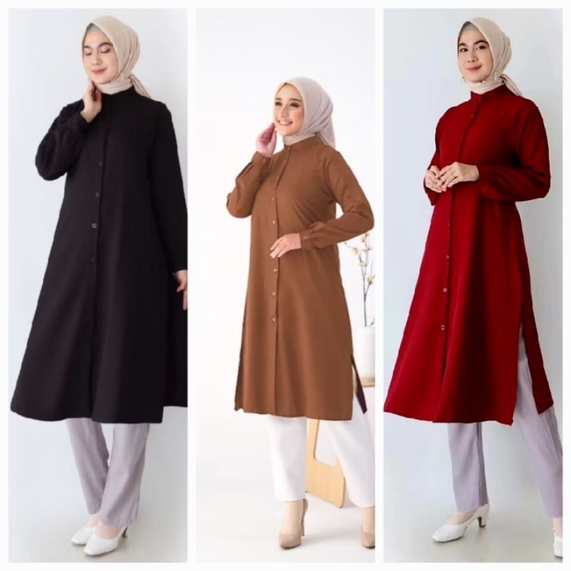 Jual long tunik polosan wanita muslimah kekinian NIBY TUNIK standar ...
