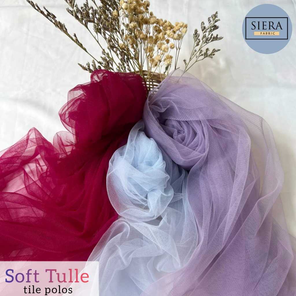 Jual SETENGAH METER Kain Tile Polos / Soft Tulle / Kain Tile Polos ...