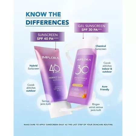 Jual IMPLORA Perfect Shield Sunscreen SPF40++ & SPF 30++ | Netto 50 ML ...