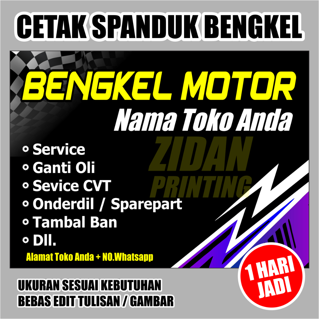 Jual cetak spanduk banner bengkel motor custom benner bengkel | Shopee ...