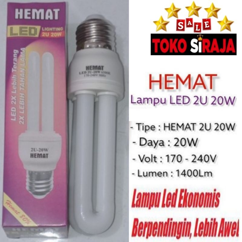 Jual LAMPU LED 2U 20 WATT HEMAT / BOHLAM LAMPU LED HEMAT 20 W | Shopee ...