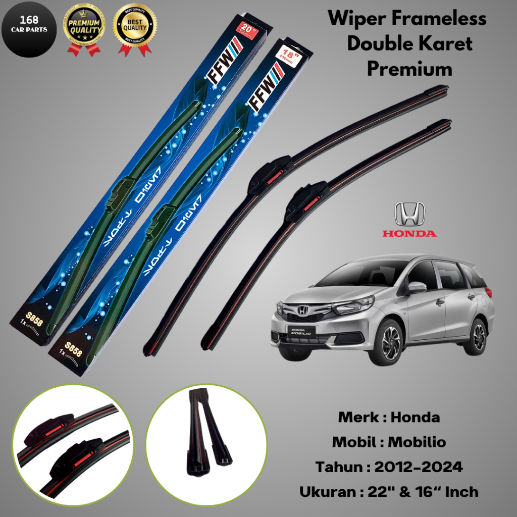 Jual Wiper Frameless ProShield Premium Double Karet untuk Honda Mobilio ...