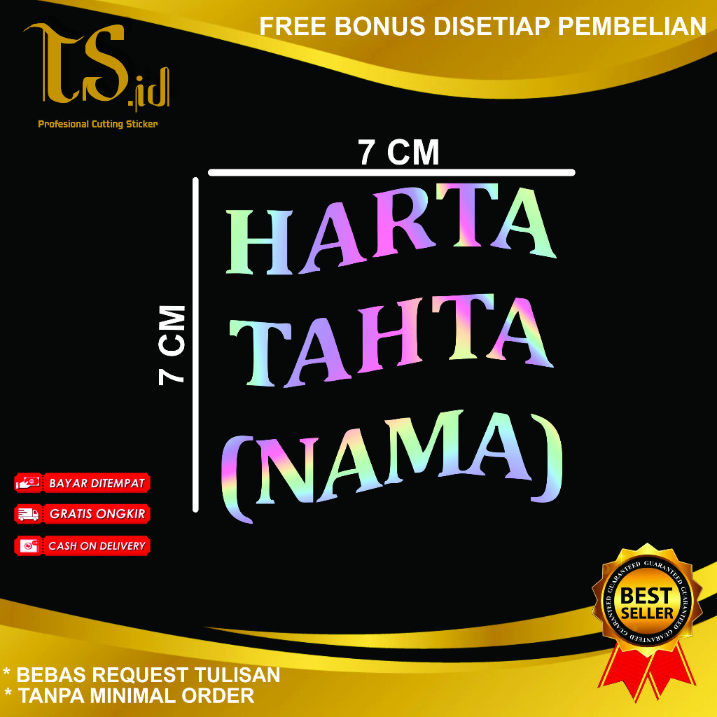 Jual Sticker Cutting Harta Tahta CUSTOM Hologram & Reflektif | Shopee ...