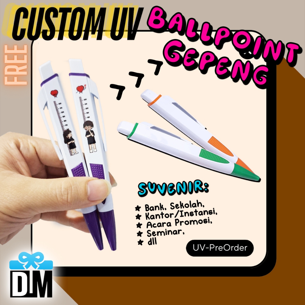 Jual Custom Bolpen Pena Gepeng Balok Persegi Panjang Promosi Branding ...