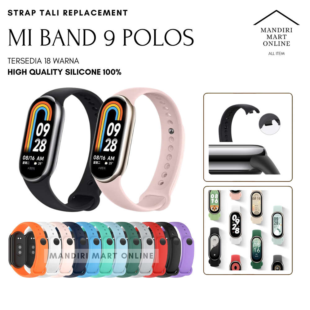 Jual Strap MiBand 9 Strap Silicone Tali Pengganti Xiaomi Mi Band 9 Warna Polos | Shopee Indonesia