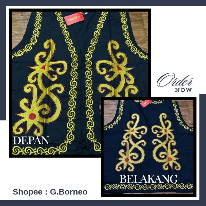 Jual Rompi Bordir Motif Dayak Vest Motif Borneo Baju orang ulu Kenyah ...