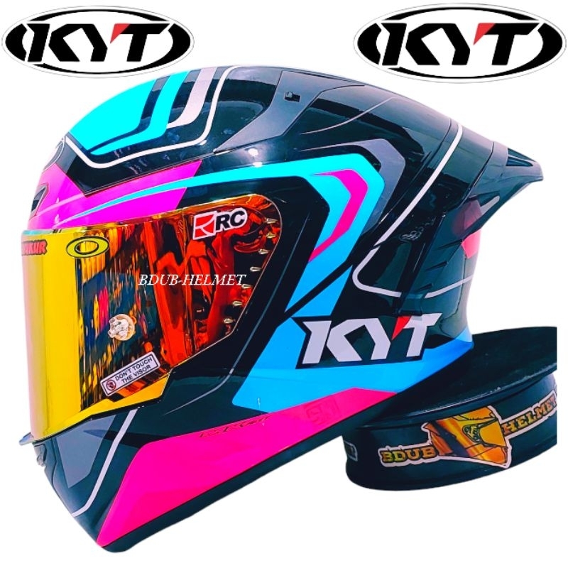 Jual Helm KYT tt course overtex Black puxia blue (PAKET GANTENG) | Shopee Indonesia