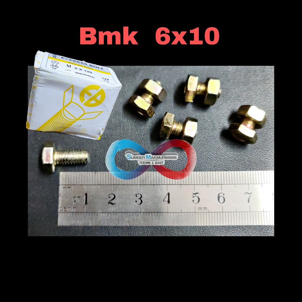 Jual BOX - baut mur kuning / bmk M 6×10 ( isi 600 pcs ) | Shopee Indonesia