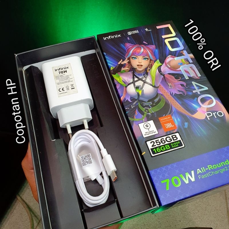 Jual Charger Infinix 70Watt Copotan HP Note 40 pro Original 100% Fast ...