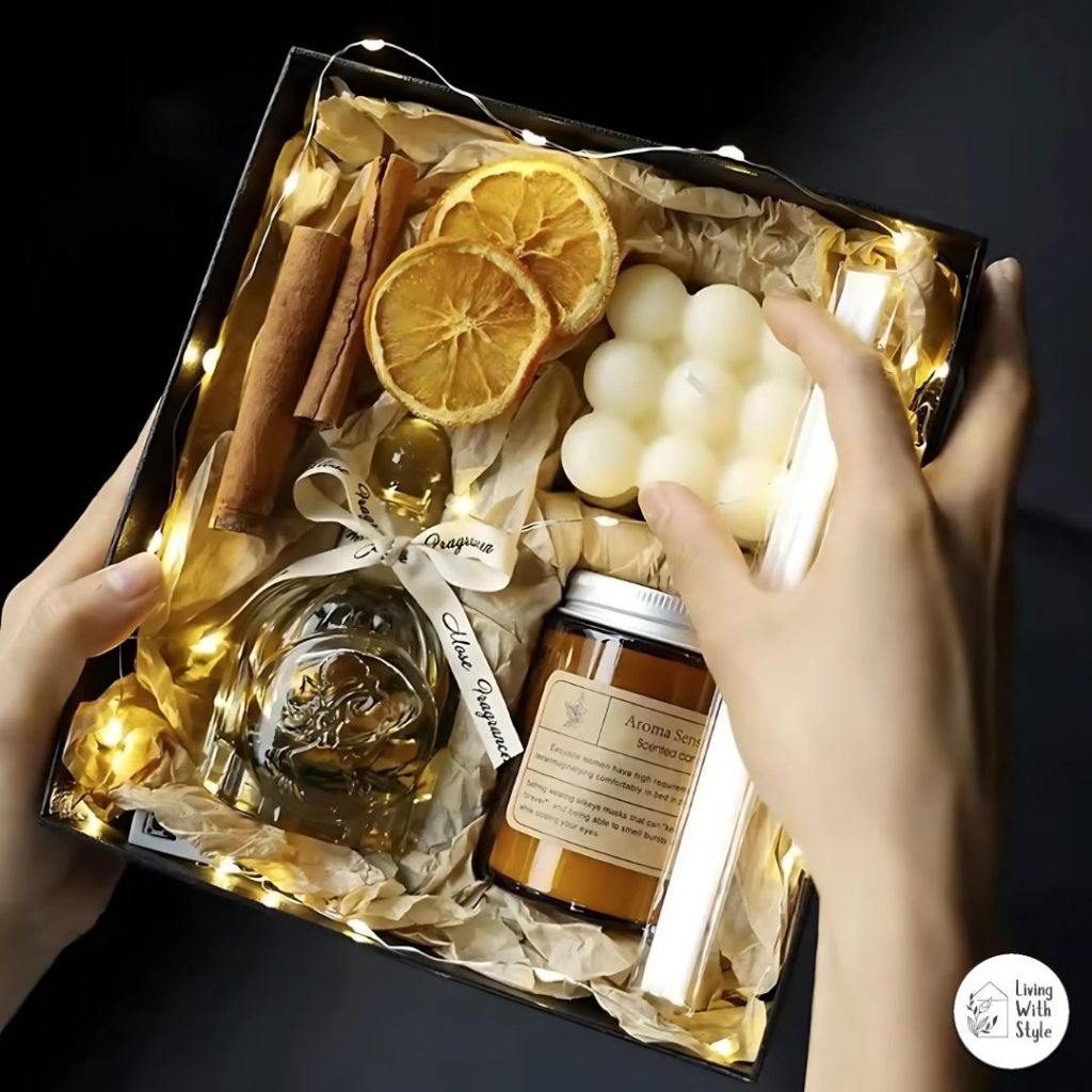 Jual Living With Style - Hampers Scented Candle Gift Box Set With LED ...