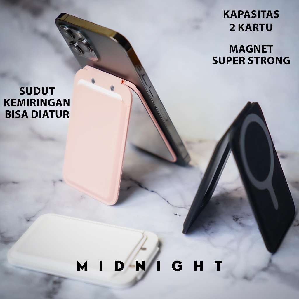 Jual MIDNIGHT Flip Mirror Magnetic Card Holder Magsafe Wallet Standing ...