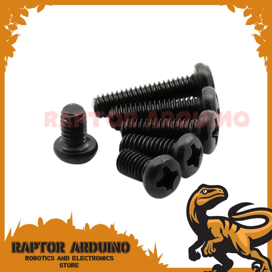 Jual Baut Nylon Hitam M3x6 Round Head Baut Nilon Hitam M3 x 6 Plastik ...