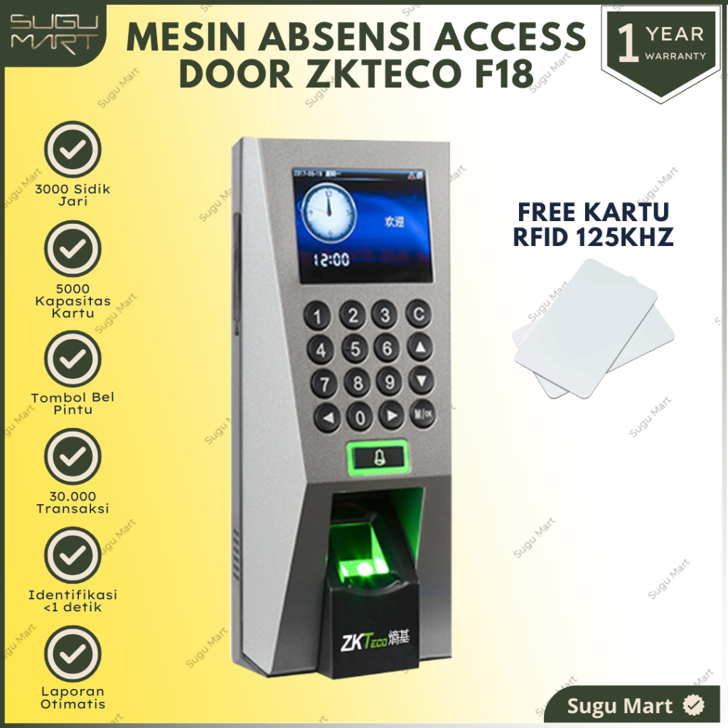 Jual ZKTECO F18 Mesin Absensi Sidik Jari dan Akses Pintu | Mesin Absensi Fingerprint | Shopee ...