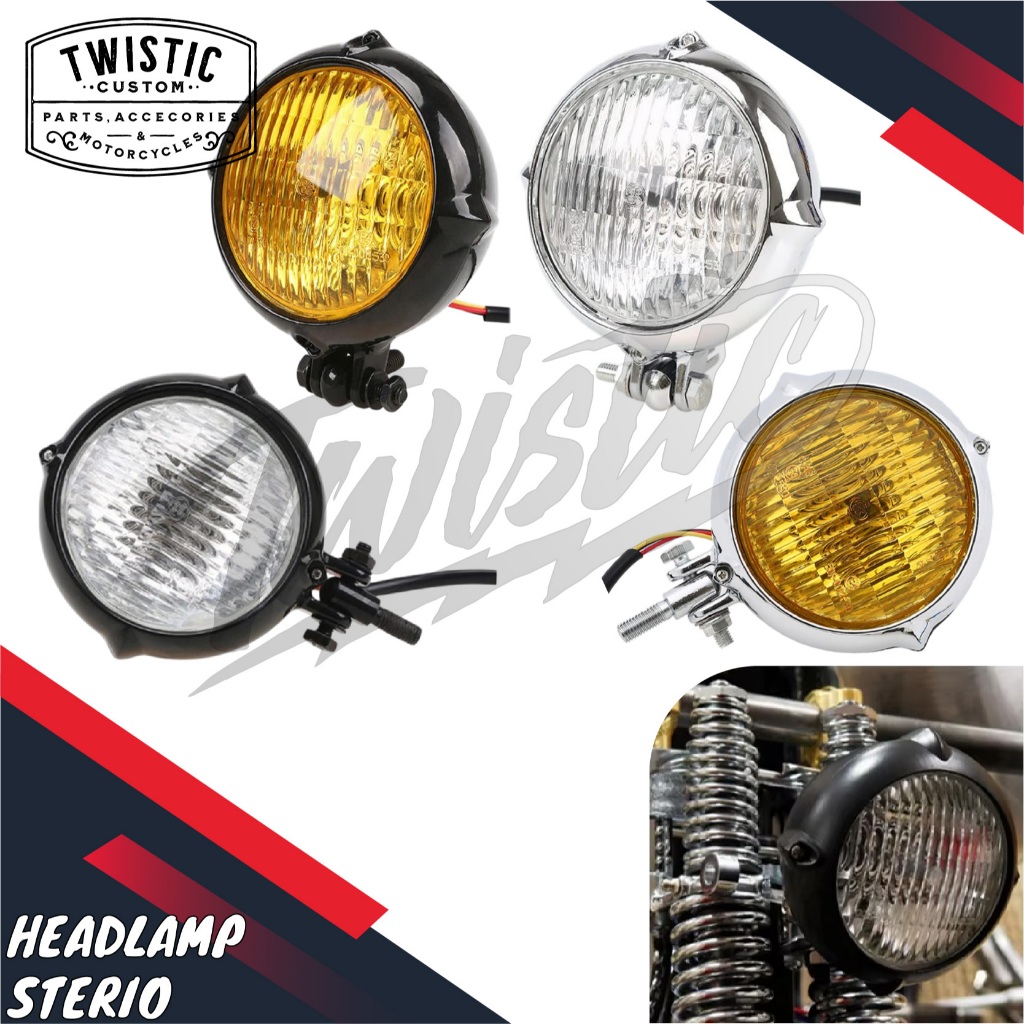Jual Headlamp Lampu Depan Sirip Klasik Vintage Sterio Motor Chopper ...