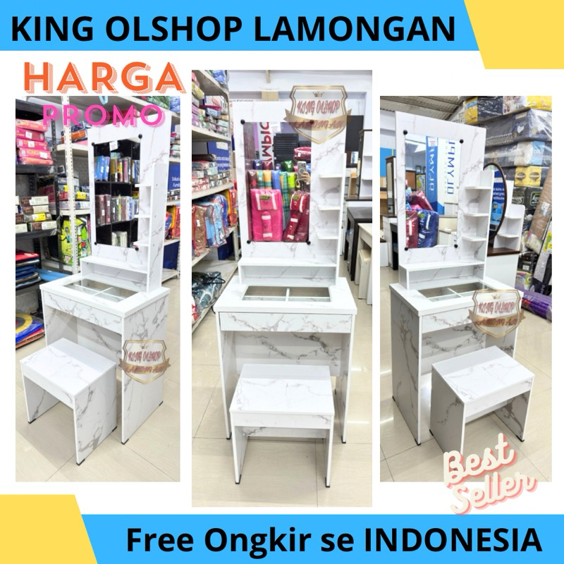 Jual Meja Rias Putih Marble Minimalis Laci Kaca MR 836 + Kursi ...