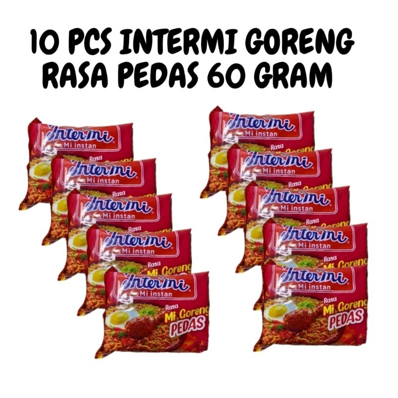 Jual 10 PCS INTERMI GORENG RASA PEDAS KEMASAN 60 GRAM NEW PRODUK BY ...