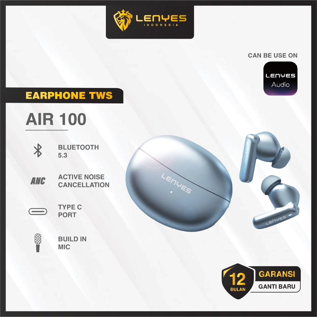 Jual LENYES AIR 100 ANC TWS Wireless Earphone Bluetooth 5.3 Headset ...