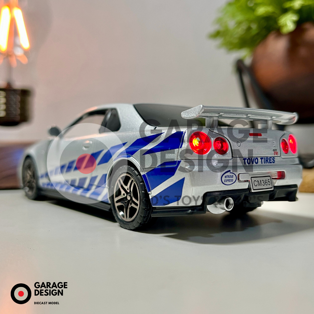 Jual Diecast Mobil Miniatur Nissan Skyline GTR R34 Diecast Skala 1:32 ...