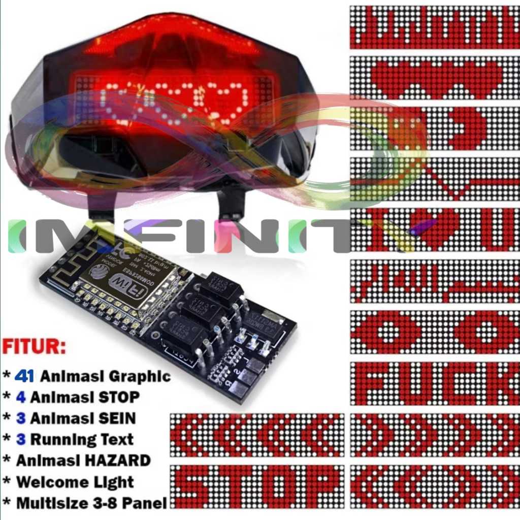 Jual CONTROLLER MODUL Stop Lamp 41 Animasi Wifi Lampu Rem Teks Berjalan ...