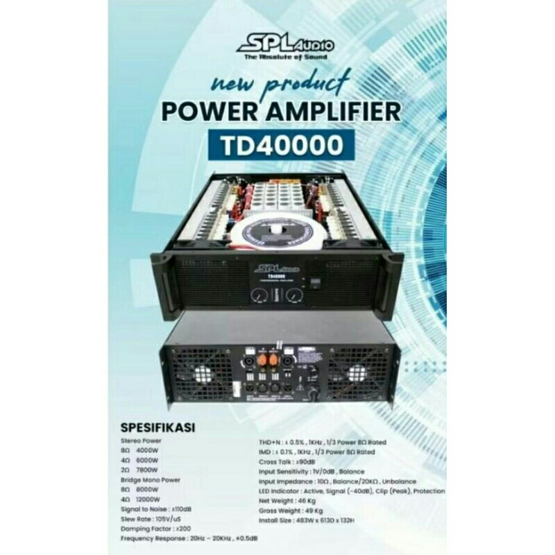 Jual POWER AMPLIFIER SPL AUDIO TD 40000 2x4000watt original | Shopee ...
