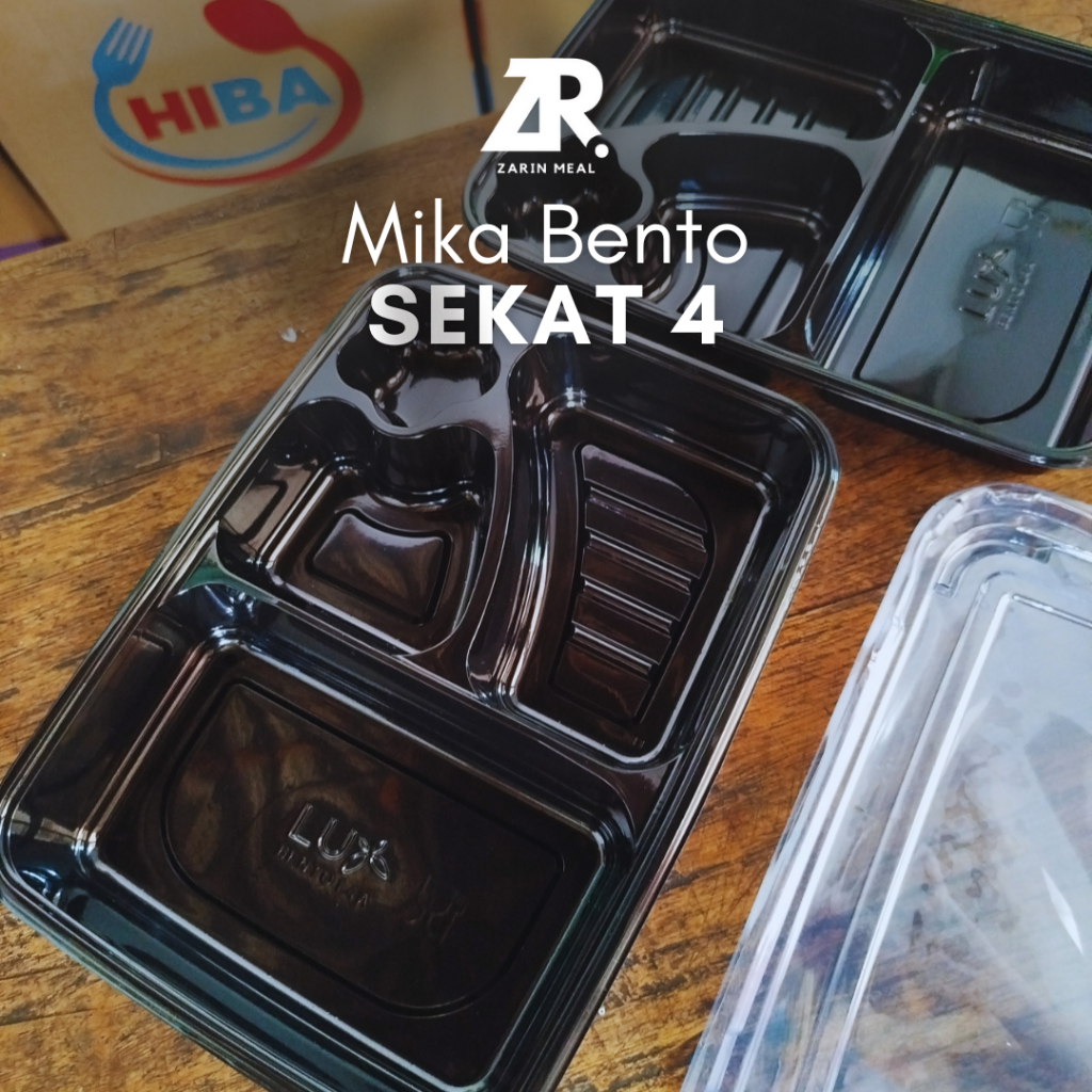 Jual Kotak Makan Mika Plastik Bento Hitam 4 Sekat Bintang | Shopee ...