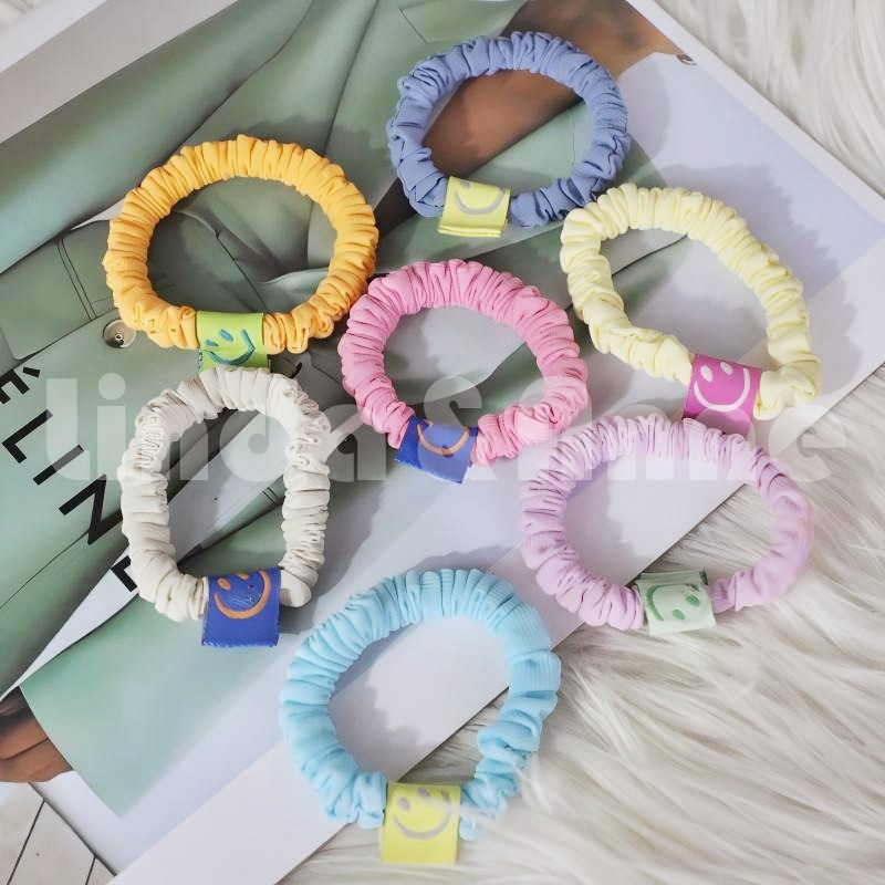 Jual L&A Ikat Rambut Wanita Motif Smile Kunciran Rambut Candy Color ...