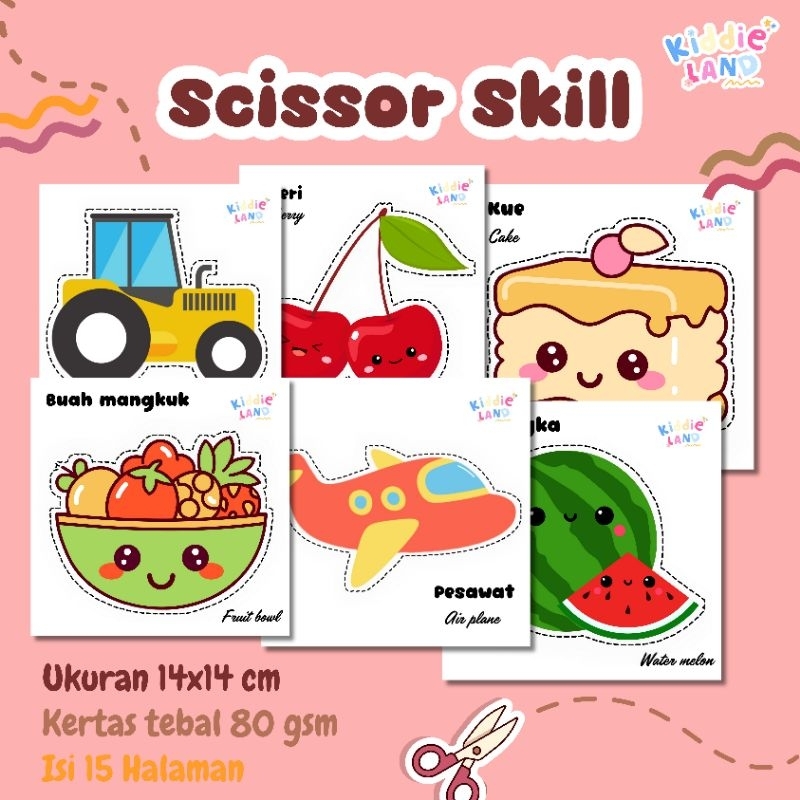 Jual KIDDIELAND worksheet Scissor Skill lembar aktivitas mainan edukasi ...
