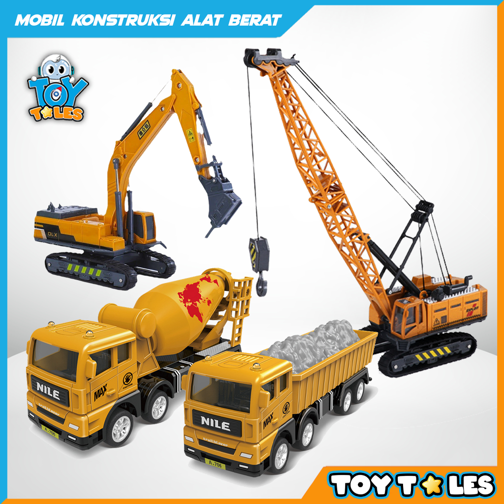 Jual Mainan anak truk proyek tiruan model excavator forklift crane ...