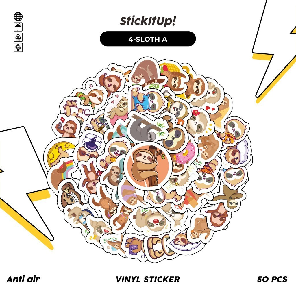 Jual COD 50 Pcs Stiker Pack Graffiti Motif Kartun Hewan Sloth Lucu Lucu Aesthetic Vynil ...