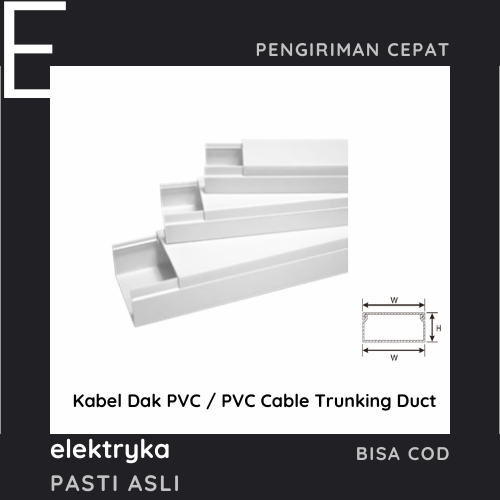 Jual PVC Cable Trunking Duct / Kabel dak PVC / Kabel Duct PVC 40mmx25mmx1.7m | Shopee Indonesia