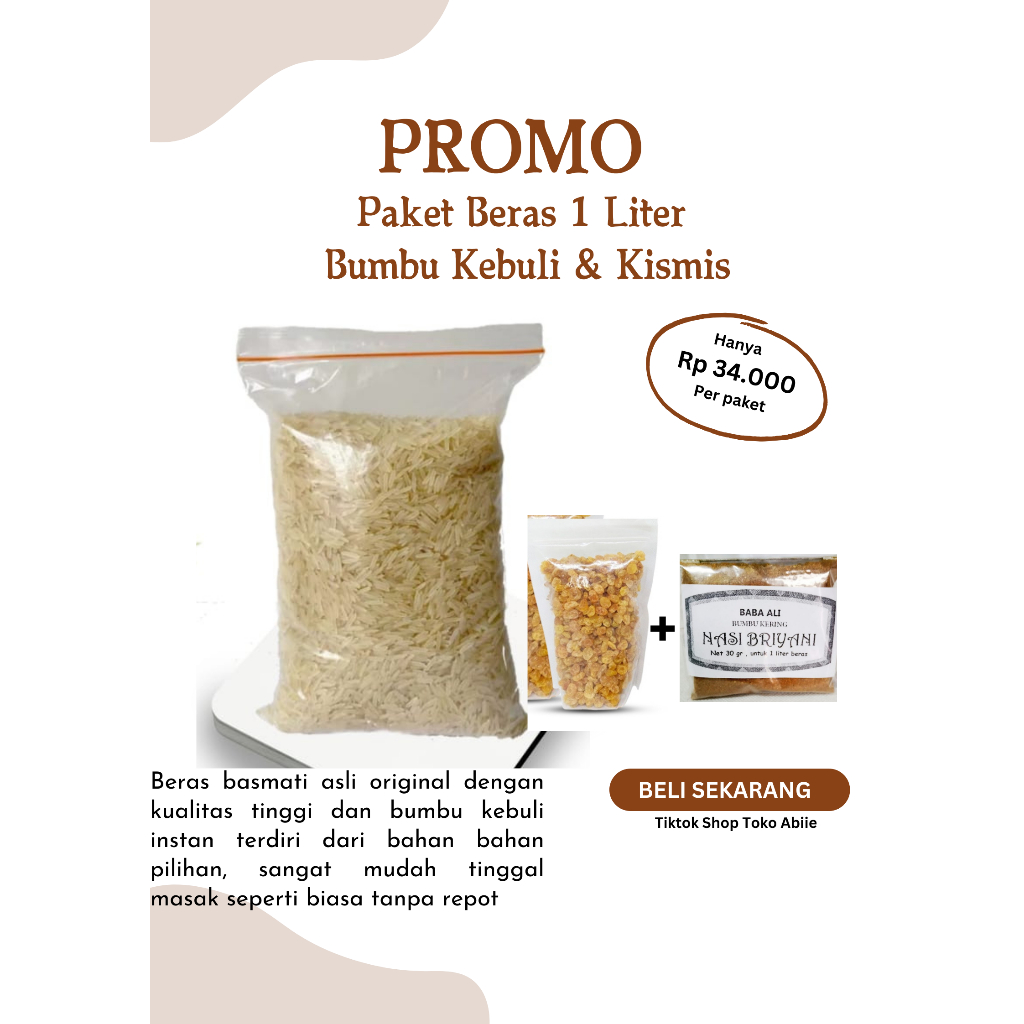 Jual Beras Basmati 1 liter gratis kebuli dan kismis Original Arabian ...