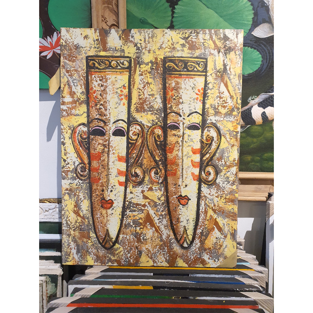 Jual HIASAN DINDING LUKISAN TOPENG BALI UK 80 X 60 CM | Shopee Indonesia