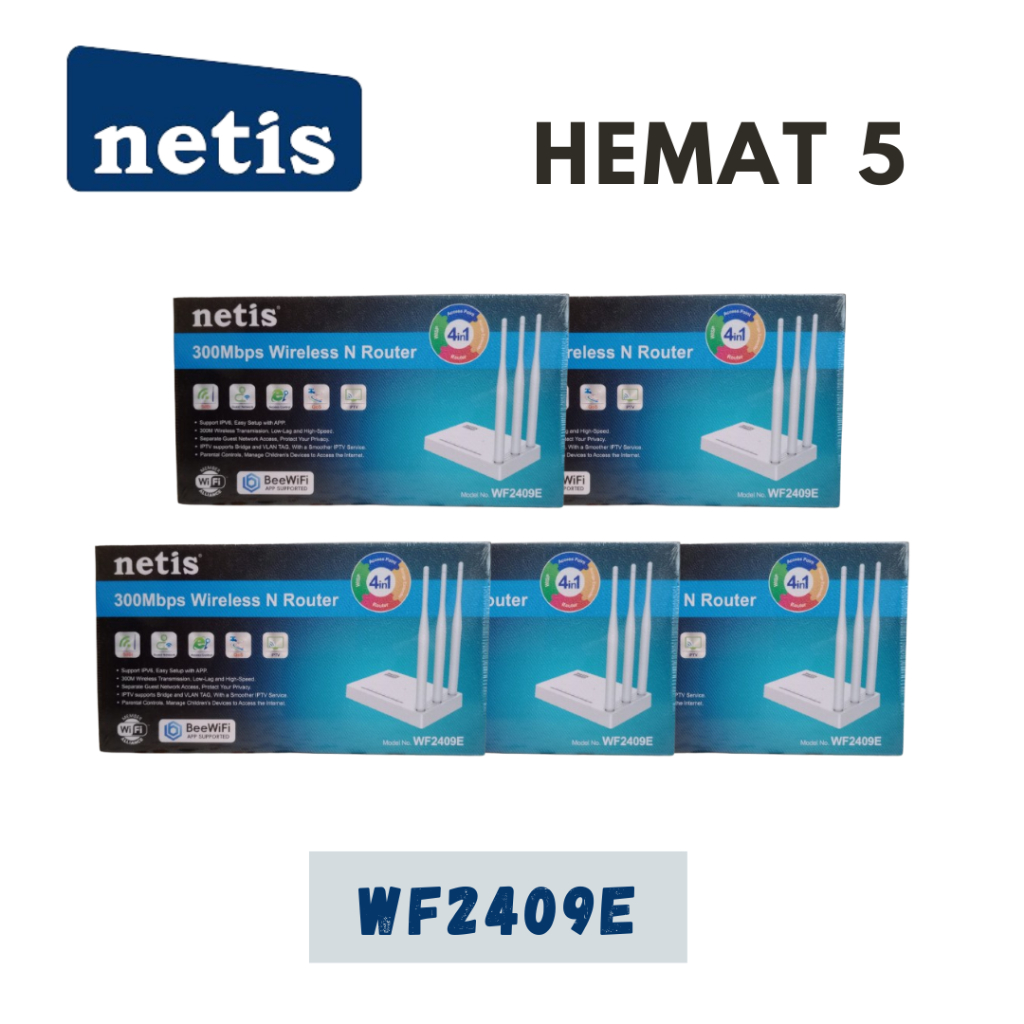 Jual Hemat 5 - Netis 300mbps Wireless & Router - WF2409E w/ 3 Antennas ...