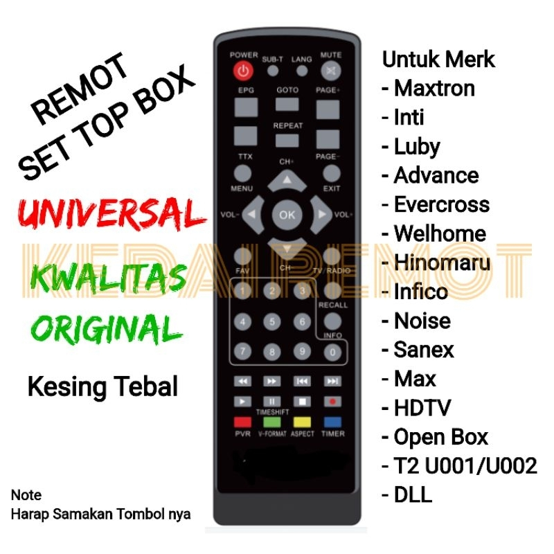Jual Remot Set Top Bok Universal 002 LUBY EVERCROSS NOISE ADVANCE SANEX ...