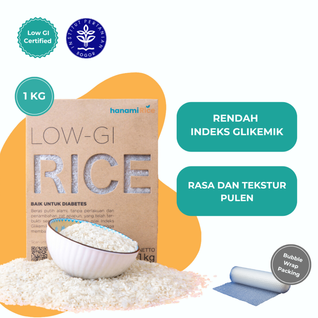 Jual Beras Putih Premium 1Kg - Beras Diabetes Rendah IG Hanami Rice ...