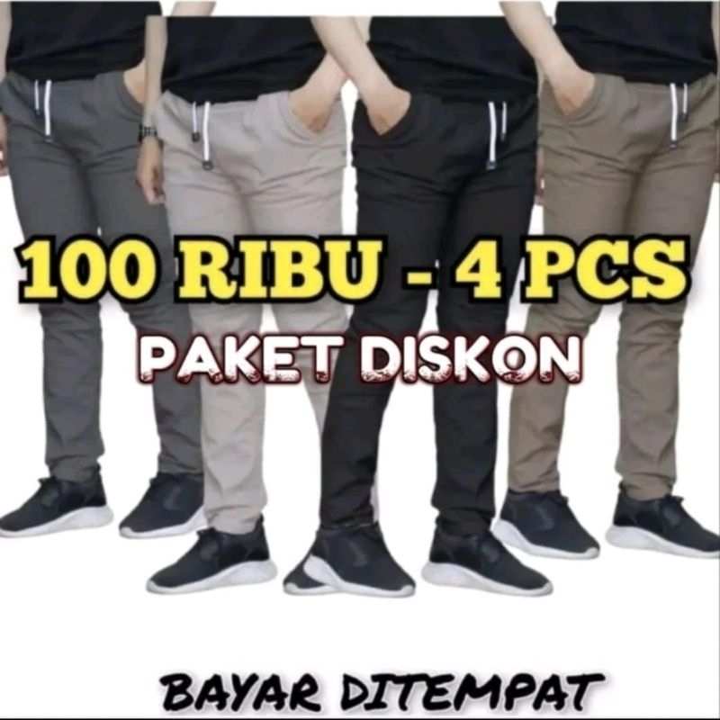 Jual [[PAKET HEMAT]] 100 Ribu Dapat 4 PCS Celana Chinos Rip Panjang ...