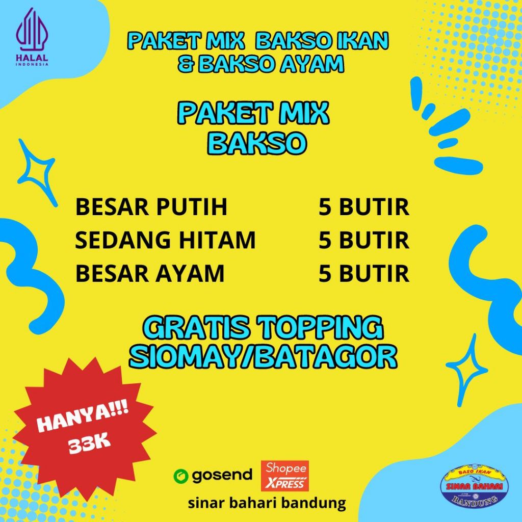 Jual Bakso ayam Bakso ikan paket mix varian besar sedang gratis topping ...